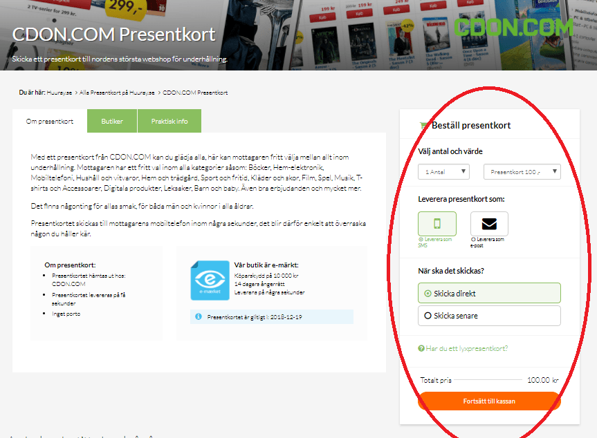 Hjälp till att lösa in Lyx Presentkort